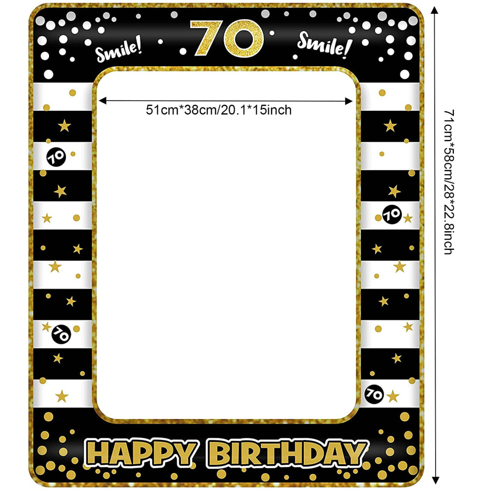 70th Birthday Photo Booth Props,Black Gold Inflatable Selfie Frame ...