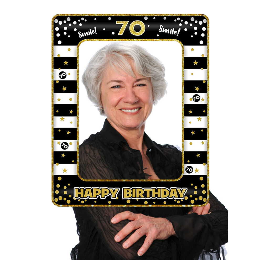 70th Birthday Photo Booth Props,Black Gold Inflatable Selfie Frame ...