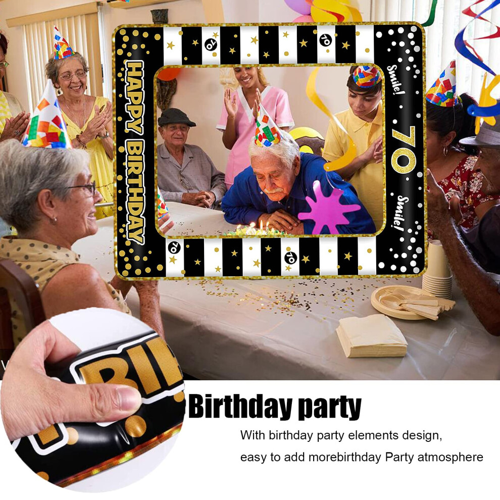 70th Birthday Photo Booth Props,Black Gold Inflatable Selfie Frame ...