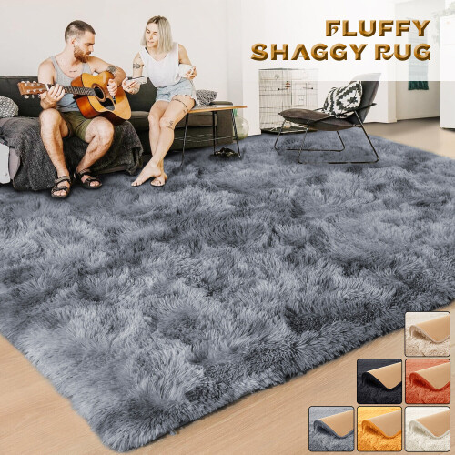 Gray fluffy rug store