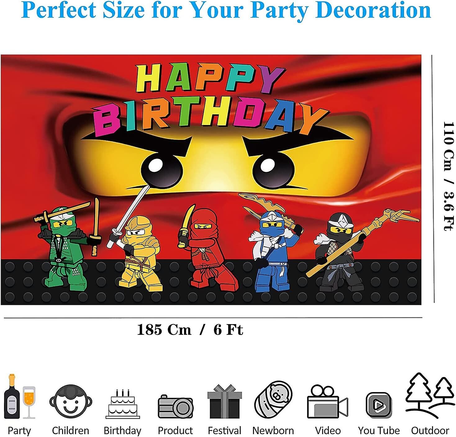 Ninja Birthday Party Supplies Ninja Themed Backdrop Decorations Kids ...