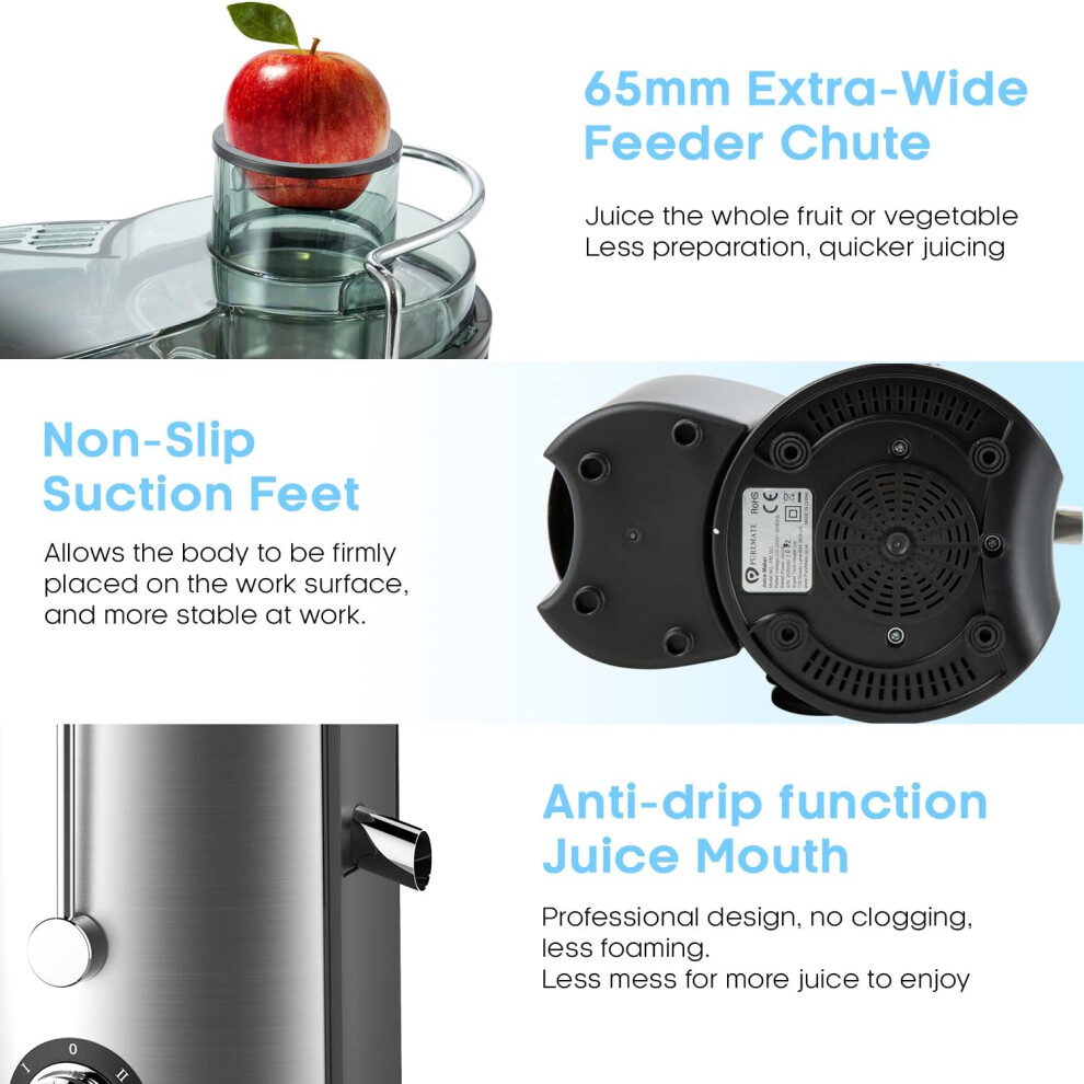 600W Whole Fruit and Vegetable Juice Extractor, Centrifugal Juicer ...