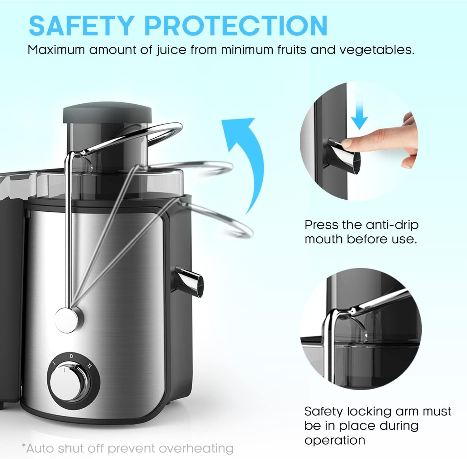 600W Whole Fruit and Vegetable Juice Extractor, Centrifugal Juicer ...