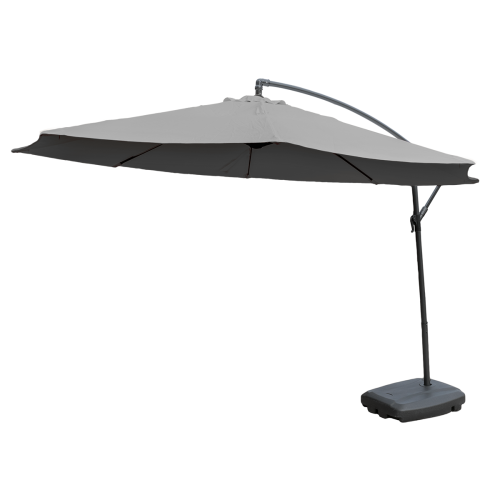 (Grey Parasol With Base) KCT 3.5m Garden Cantilever Parasol and Base on ...