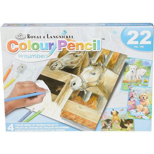 Colour Pencil By Numbers Animals Box Set 4 Piece on OnBuy