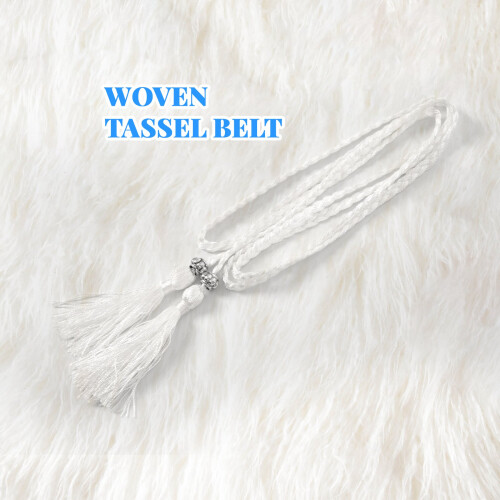 Woven belt knot decorated waist chain waist rope White on OnBuy