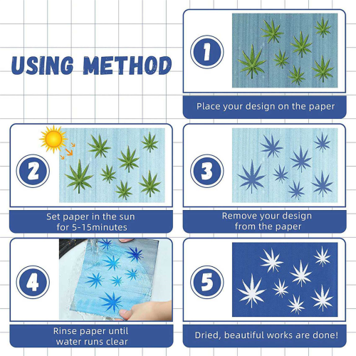 100 Sheets Sunprint Paper Kit White Blues Paper High Sensitivity Sun ...