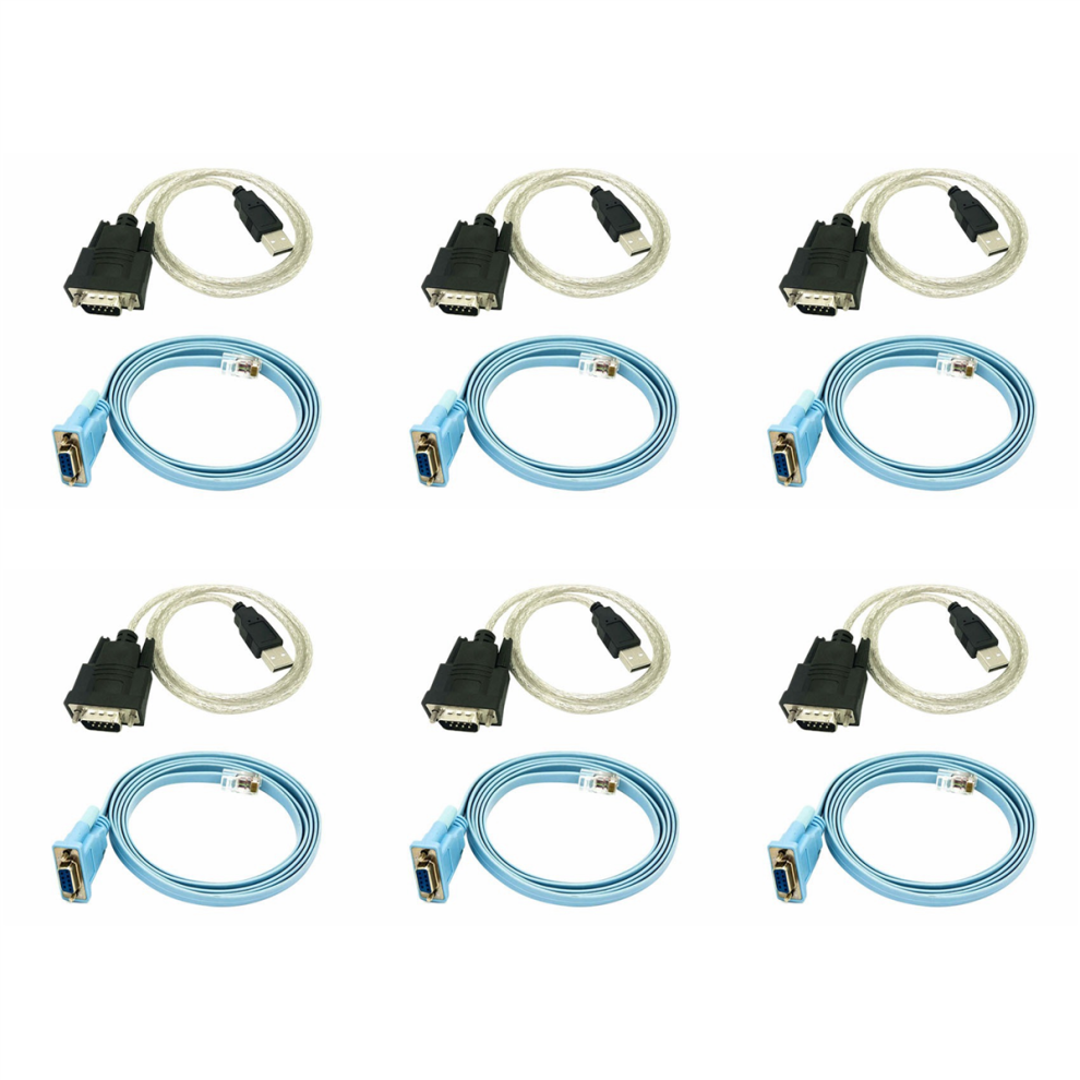 6X RJ45 Network Cable Serial Cable Rj45 to DB9 and RS232 to USB (2 in 1 ...