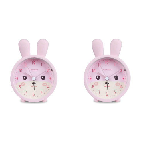 2X Children's Alarm Clock for Girls Without Ticking,Rabbit Children's ...