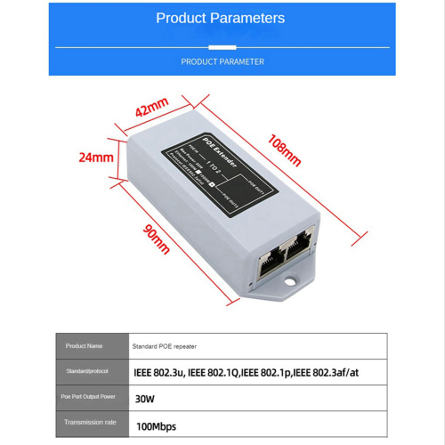 4X 1 to 2 Port POE Extender 100Mbps IEEE 802.3Af/At Standard 48V for ...