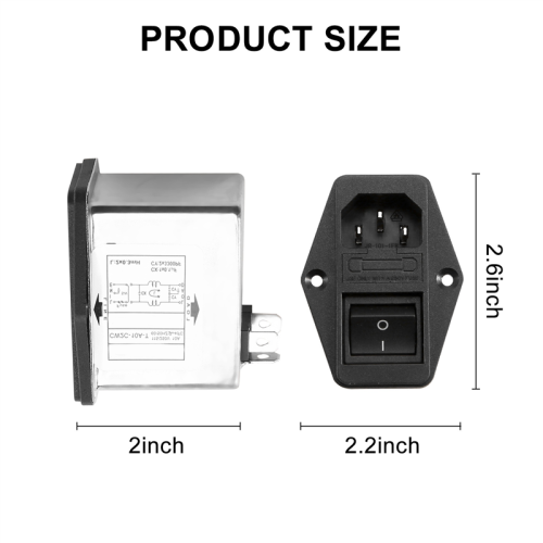 Solder Lug Terminals IEC 320 C14 EMI Filter + Boat Switch + Fuse Holder ...
