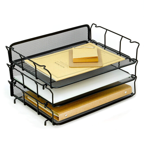 CAXXA 3 Trays - Stackable Letter Tray, Desk File Organizer, Desktop ...