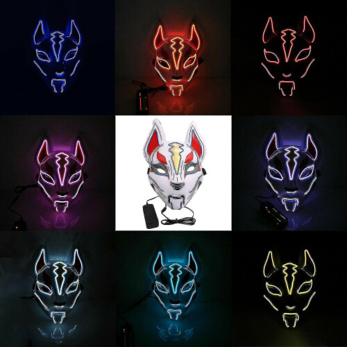 Halloween Led Fox Drift Maskslight Up Mask Cosplay Game Party Props For ...