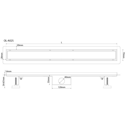 70cm Black Stainless Steel Bathroom Floor Linear Shower Drain Channel ...