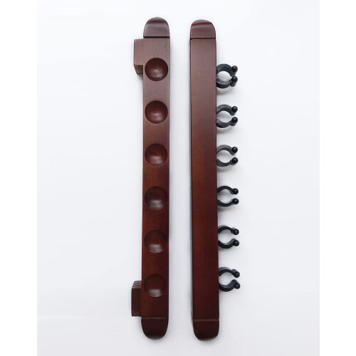 Billiard Wooden Cue Rack for 6 Pool Sticks, Wall Mount Hardwood Pool ...
