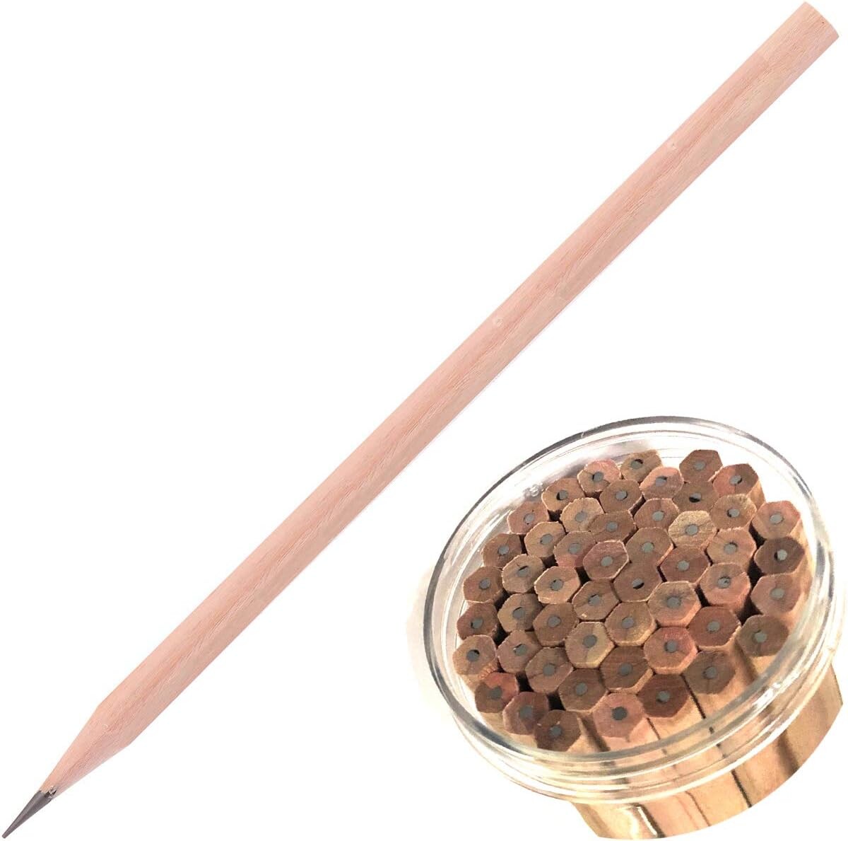 Hb Pencil - 50 Pack Bucket Packed Natural Wooden Hexagonal Pencils ...