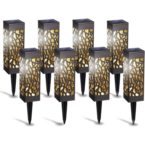 Solar Garden Lights Set Of 8 Solar Garden Lights Warm White Waterproof ...