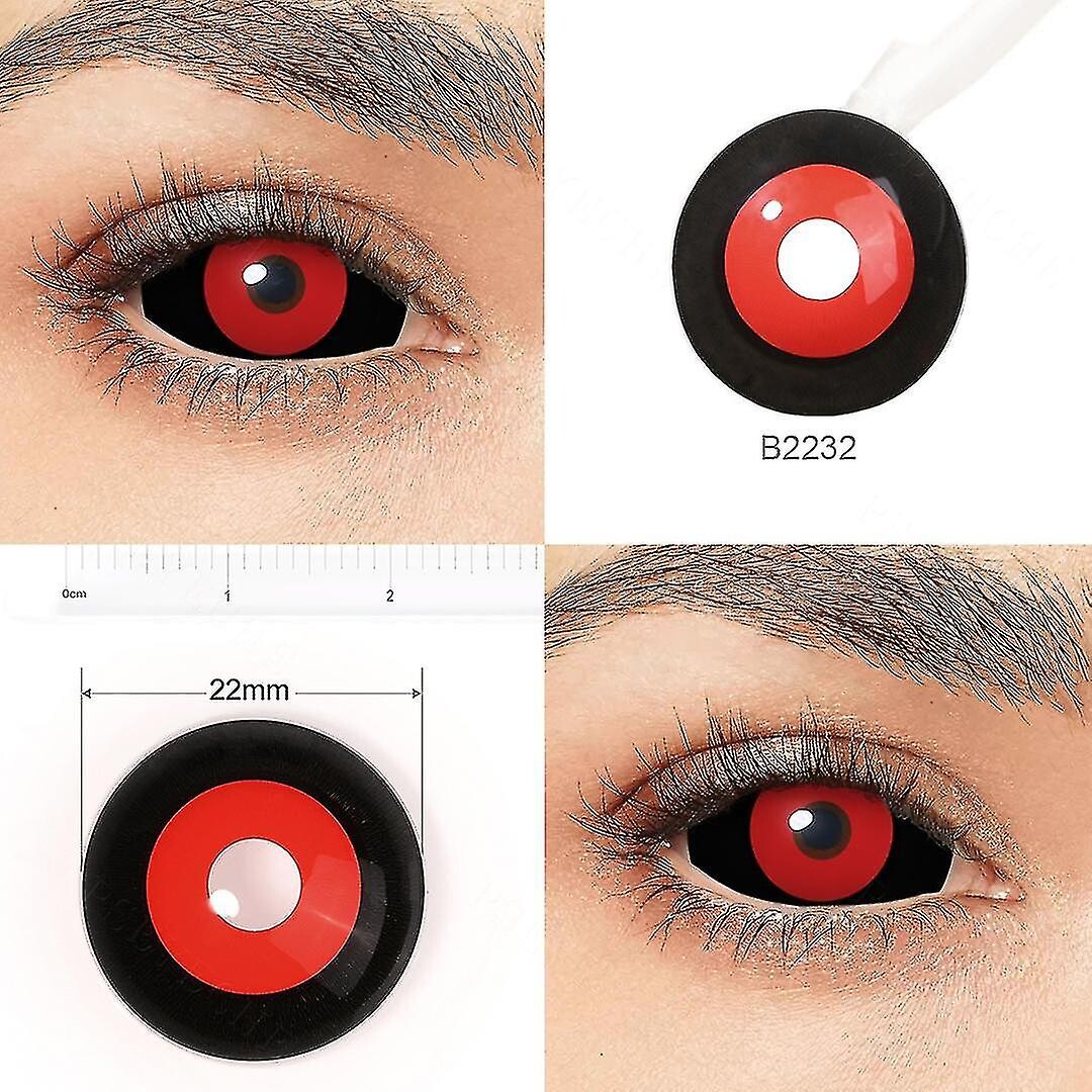 22mm Red And Black Sclera Contacts Full Eye Halloween Contact Lenses ...