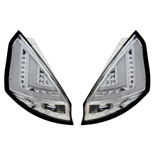 Rear Tail Lights Lamps Pair Clear Chrome Lightbar LED For Ford Fiesta ...
