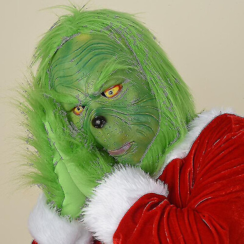 Green Grinch Mask Santa Grinch Cosplay Mask With Gloves Christmas ...