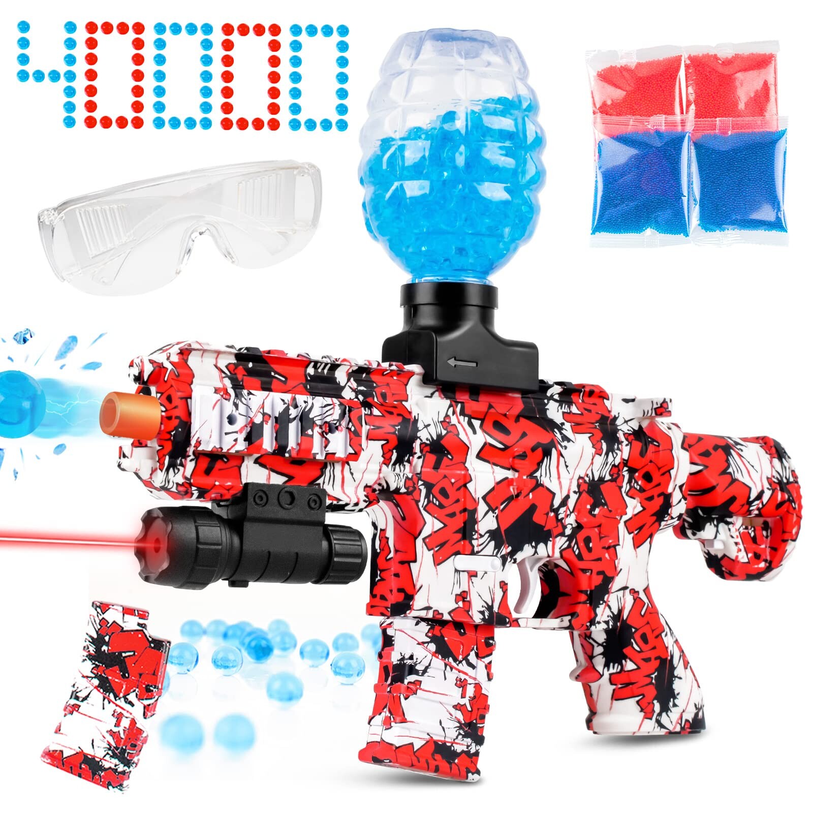 Gel Splatter Cool Ball Blaster M416 with Goggles and 40,000+ Gel Beads ...