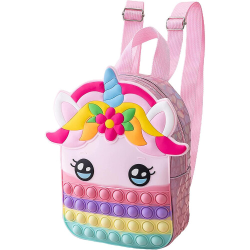Pop-on-it Backpack Fidget Toys Rainbow Unicorn Shoulder School Backpack ...
