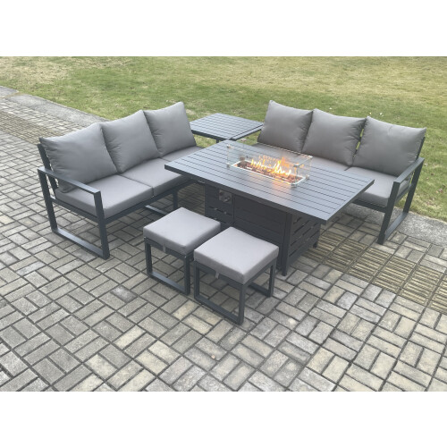 Fimous Aluminium 8 Seater Outdoor Garden Furniture Lounge Sofa Set Gas ...