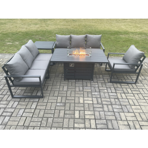 Fimous Aluminium Outdoor Lounge Sofa Garden Furniture Sets Gas Fire Pit ...