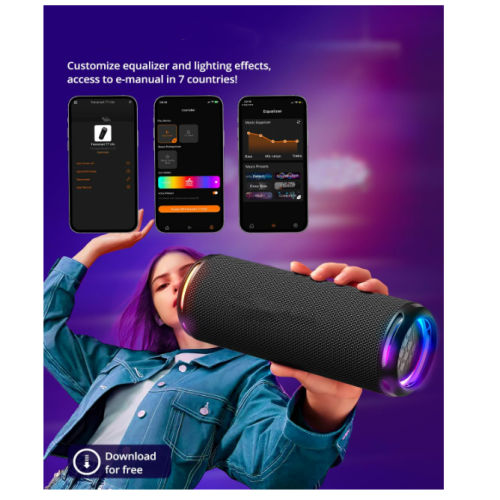 Chronus Bluetooth Speaker, Enhanced Bass, Rainbow Light Show, 24H ...
