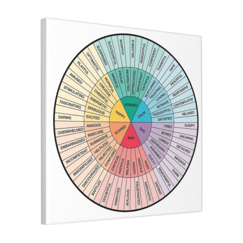 Canvas Print Only Wheel Of Feelings And Emotions - Therapy And ...