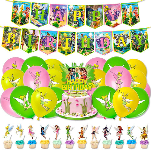 Tinker Bell Party Decorations Set, Cartoon Fairy Themed Birthday Party ...