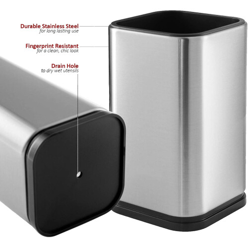 2X Stainless Steel Kitchen Utensil Holder, Kitchen Cutlery Storage ...