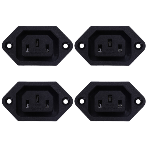 4X AC 250V 10A IEC 320 C13 Panel Mount Plug Connector Socket Black on OnBuy