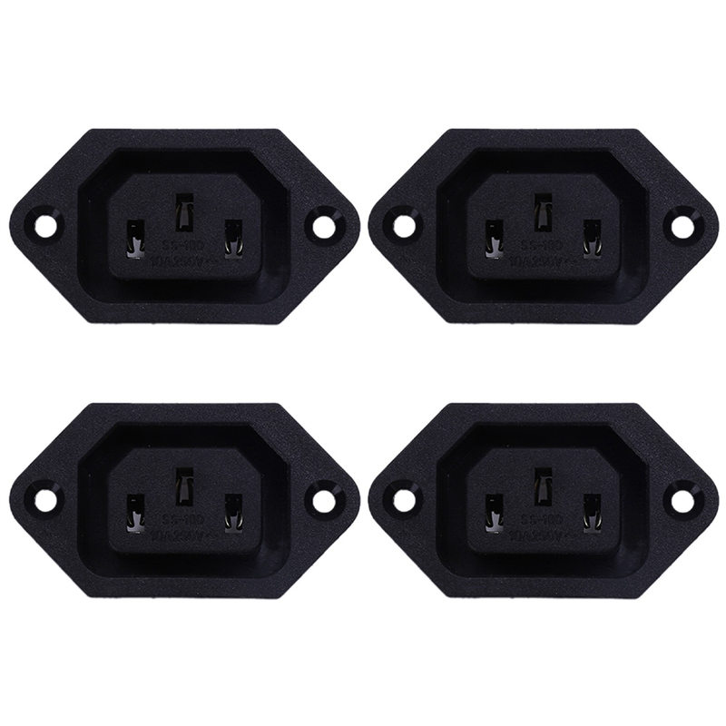 4X AC 250V 10A IEC 320 C13 Panel Mount Plug Connector Socket Black on OnBuy