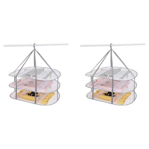 2X 3-Tier Sweater Drying Rack Hanging Clothes Hanging Dryer Laundry ...