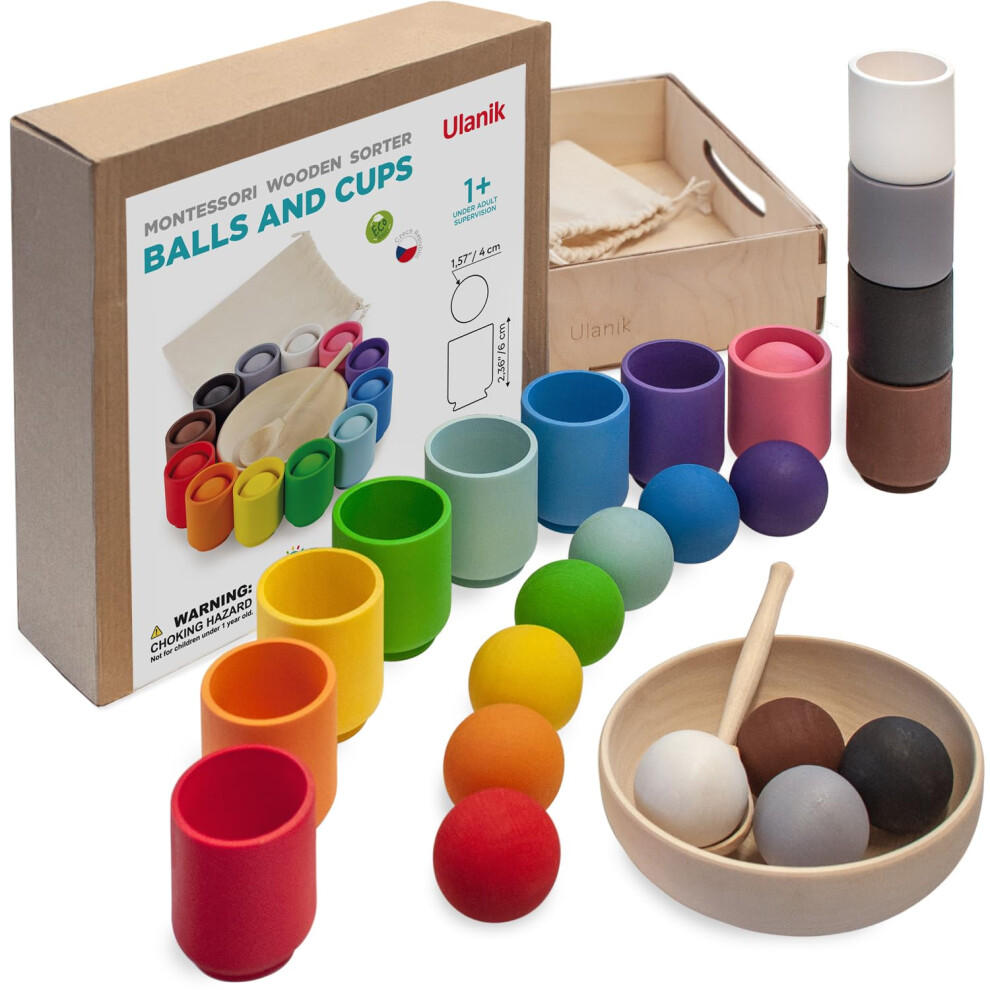 Ulanik Balls in Cups Toddler Montessori Toys for 1 Year Old + Kids ...