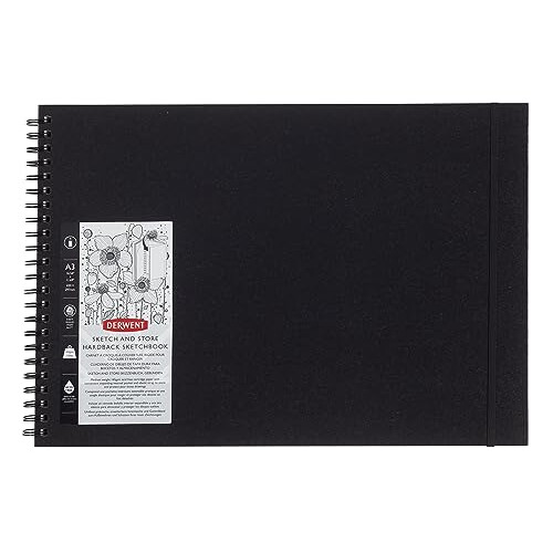 Derwent Sketch & Store Hardback Sketch Book, A3 Landscape, Drawing & Writing, 56 Sheets, Acid ...