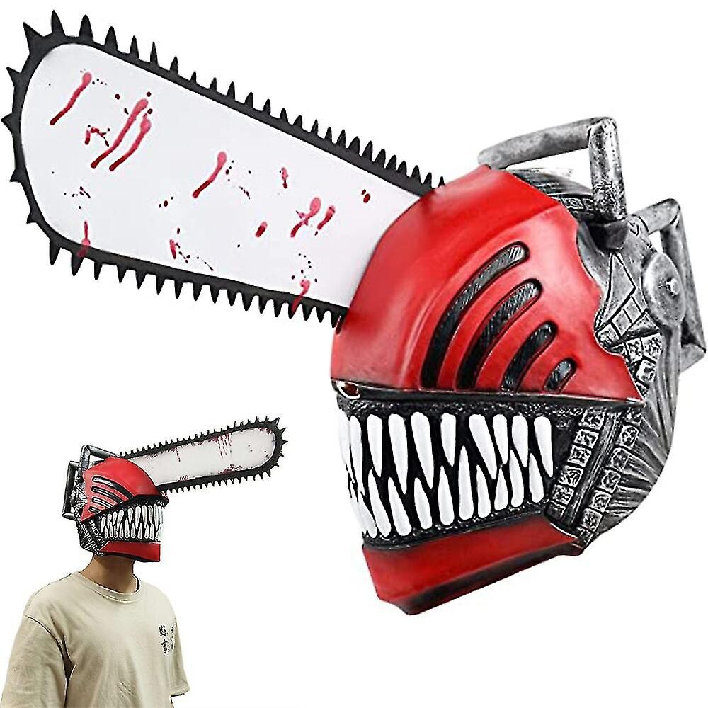 Latex Chainsaw Man Mask Horror Scary Headgear Mask For Halloween ...