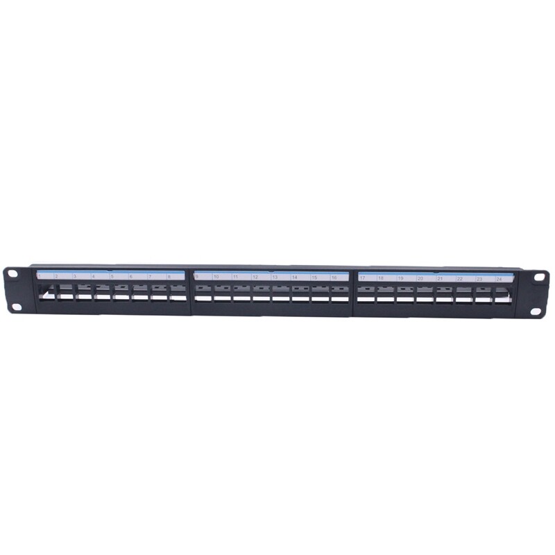 1U Cabinet Pass-Through 24 Port CAT6 Patch Panel RJ45 Connector Network ...