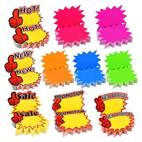 500 Pieces Burst Signs Store Signs Blank Star Shape Retail Sale Tags ...