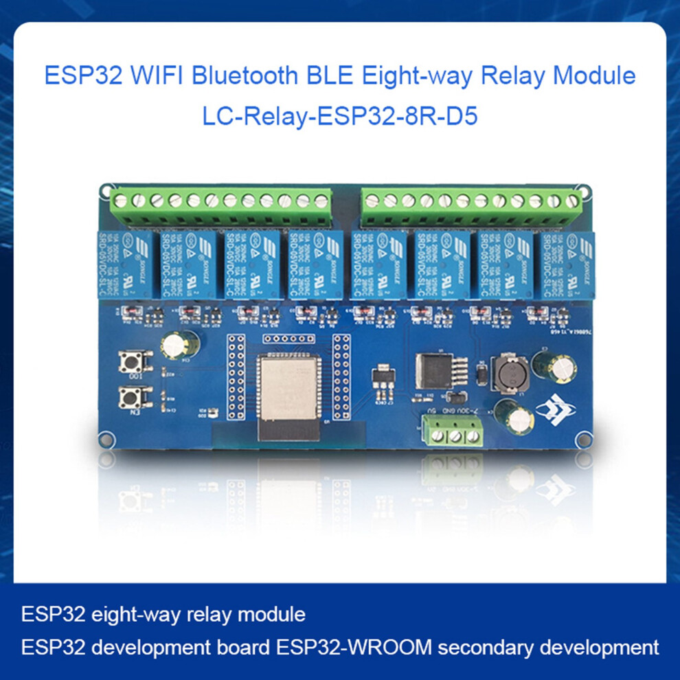 DC5-30V Power Supply ESP32 WIFI Bluetooth BLE 8 Way Relay Module ESP32-WROOM Secondary ...