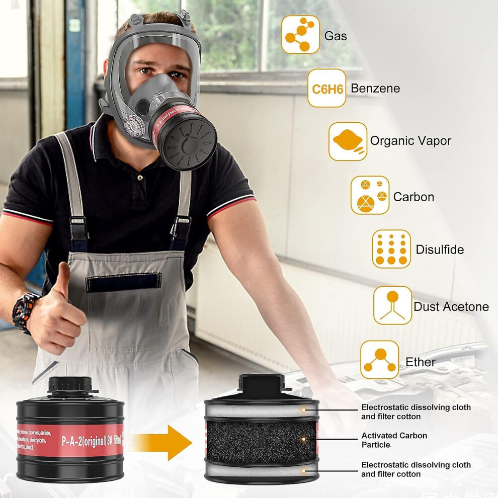 Survival Gas Mask with 40mm Filter for Chemical & Formaldehyde ...