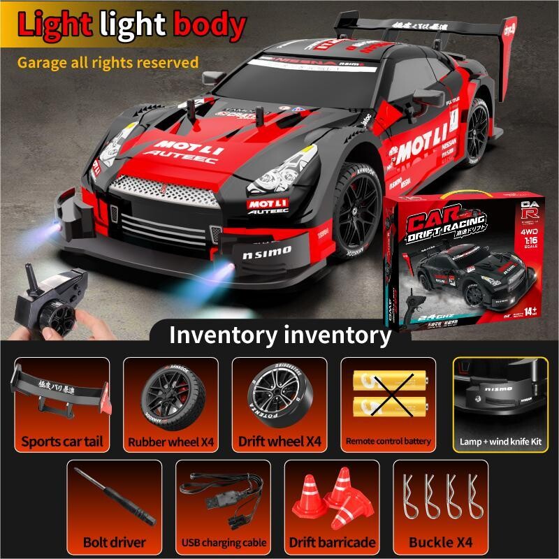 (D GTR -R with box) Rc Drift Car 1:16 35km/h 4WD High Speed Remote ...