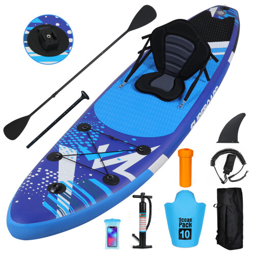 (Dark Blue) 11FT Inflatable Stand Up Paddle Board SUP w/Seat on OnBuy