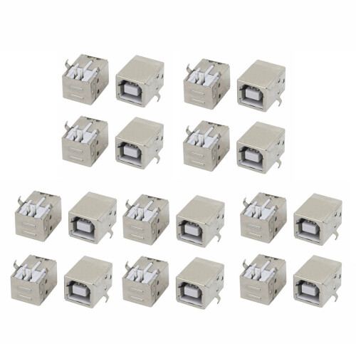 20Pcs USB Female Type-B Jack 4-Pin 90 Degree PCB DIP Socket Connector ...