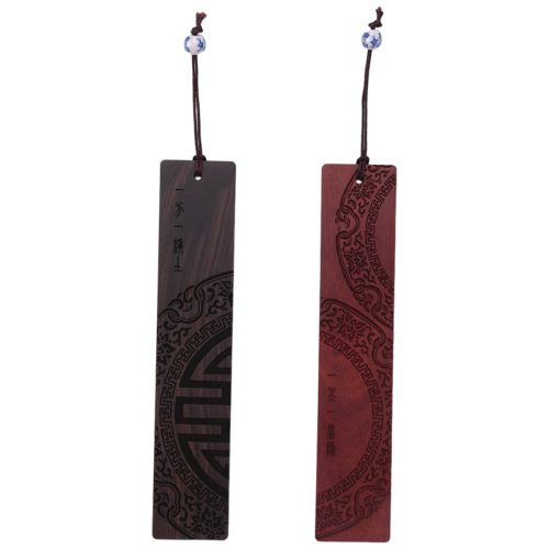 Natural Bronze Pattern Wooden Bookmark with Ancient Chinese Characters ...