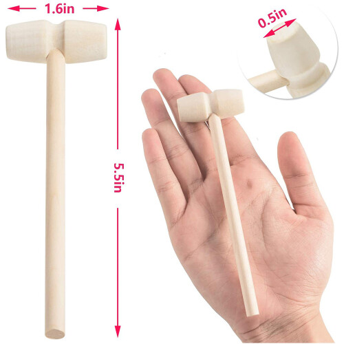 28 Pcs Wooden Mini Hammers, Wood Mallets for Kids, Wooden Hammer for ...