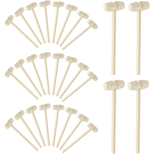 28 Pcs Wooden Mini Hammers, Wood Mallets for Kids, Wooden Hammer for ...