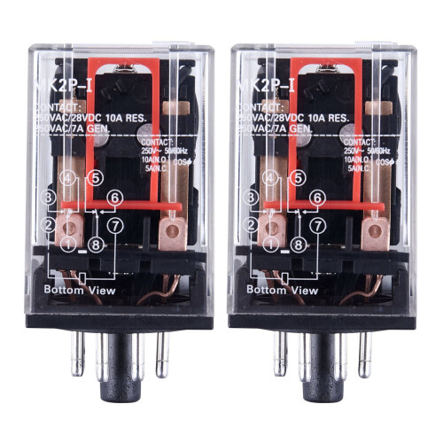 2X AC 220V/230V Coil Voltage PCB Power Relay 8 Pins DPDT 2NO 2NC MK2P-1 ...