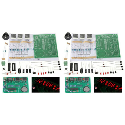 2 set AT89C2051 6 Digital LED Display Electronic Clock DIY Kit Receiver ...